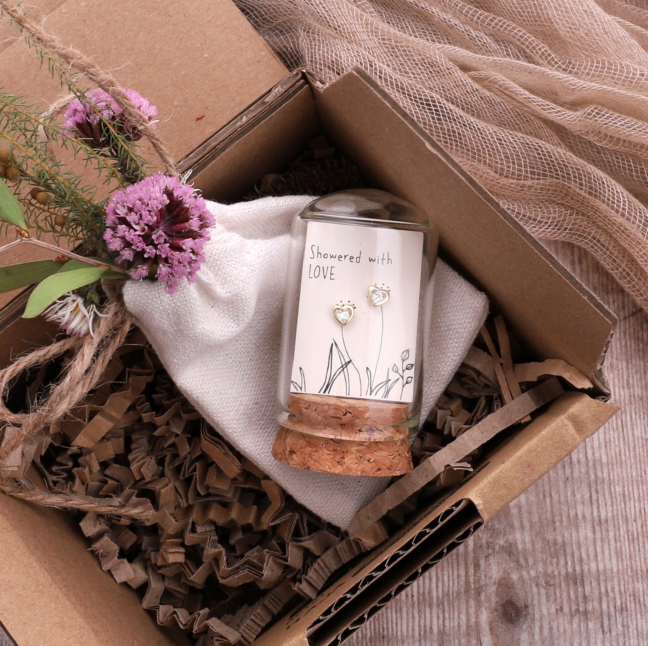 TT51026 Showered with love crystal heart earrings gold – attic creations