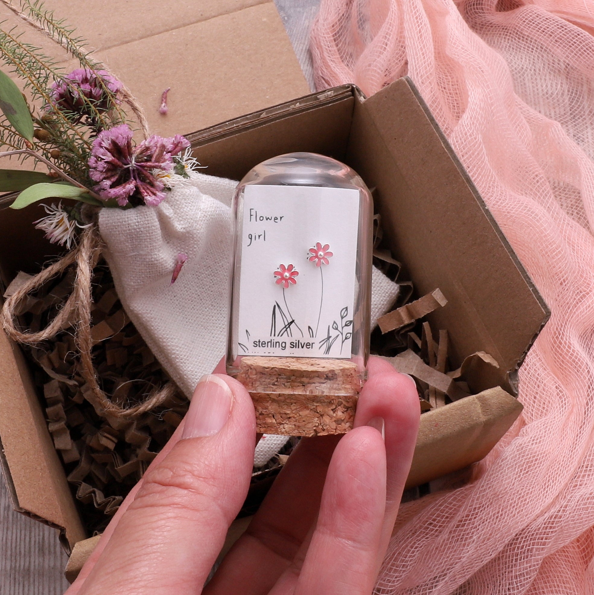 TT51042 Flower girl PINK flower earrings – attic creations