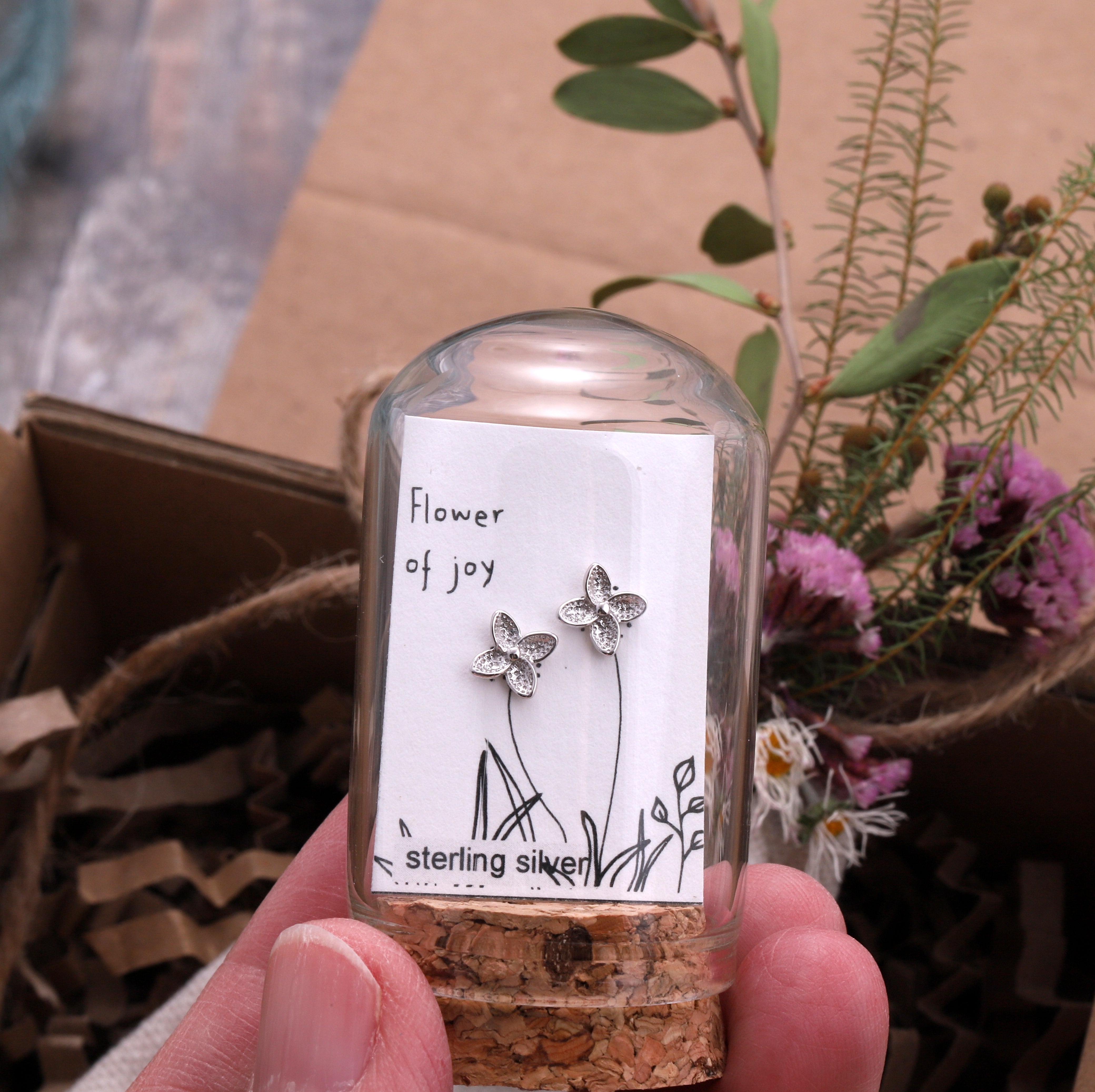 TT51047 'Flower of joy' flower earrings SILVER – attic creations