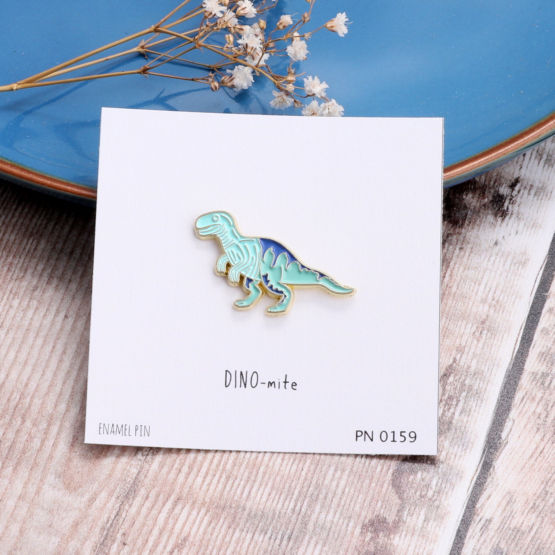 PN0159 Blue T-Rex dinosaur Enamel Pin – attic creations