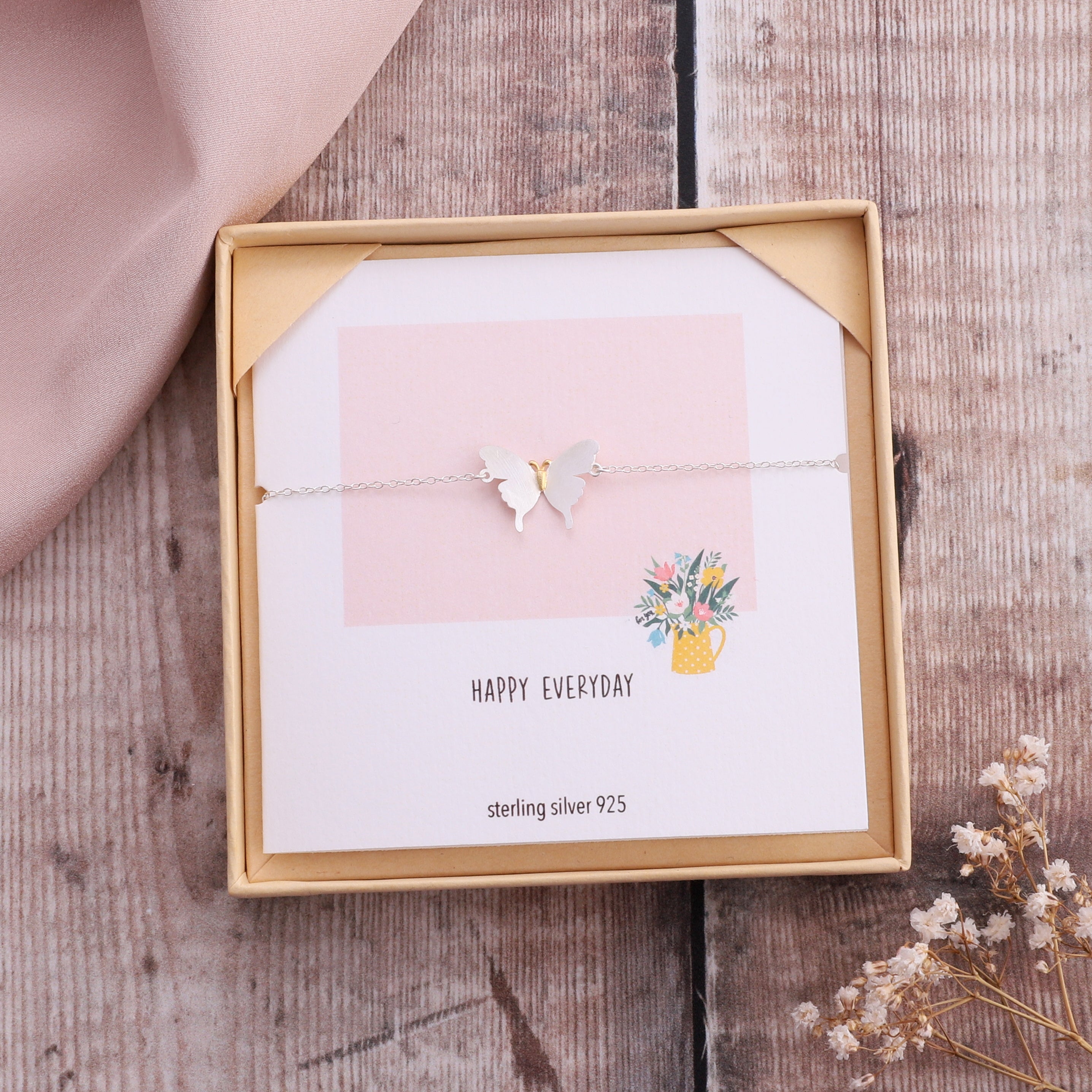 B021 Happy Everyday Butterfly Bracelet on card – attic creations
