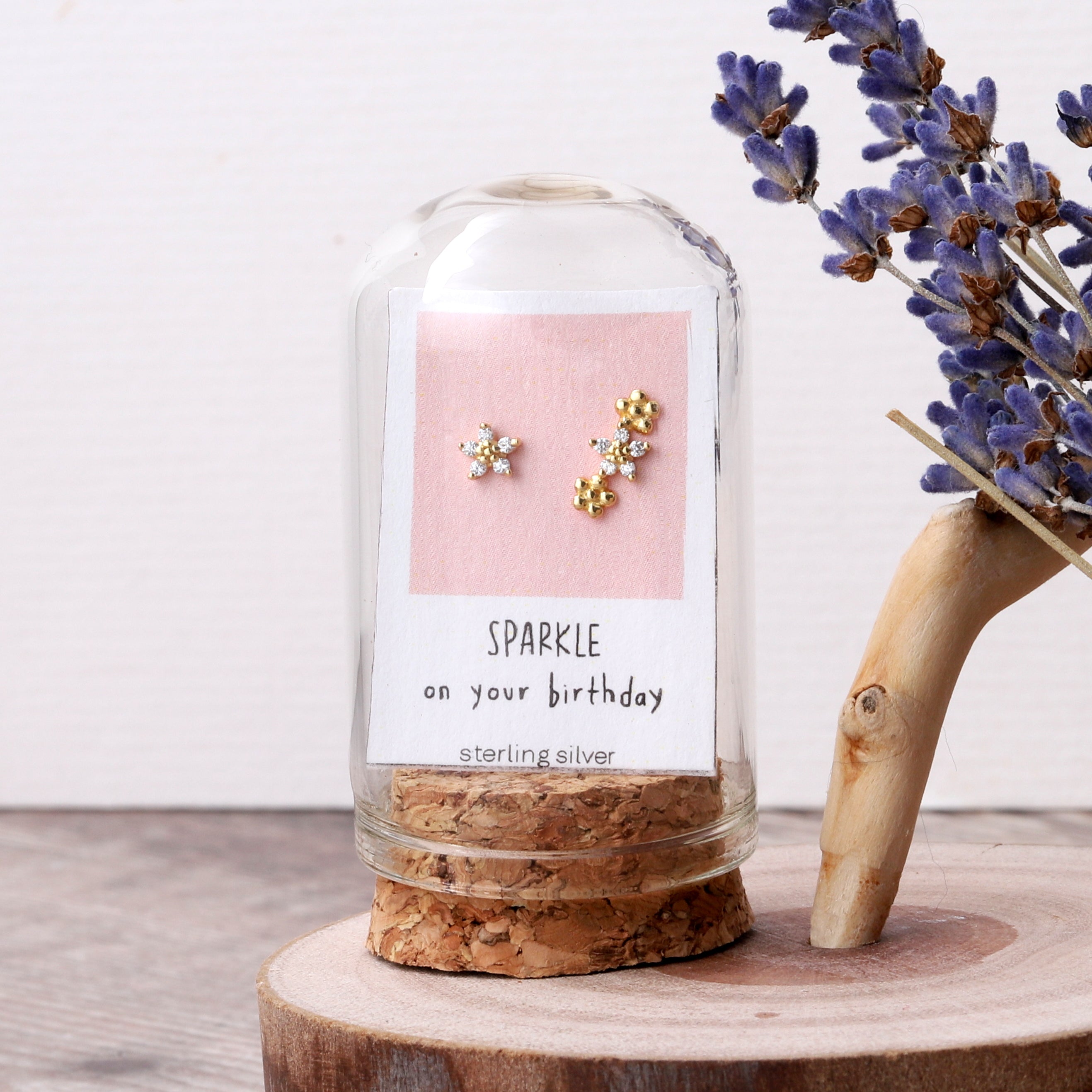 TT50131/132 'Sparkle on your birthday' asymmetrical crystal flower ear ...