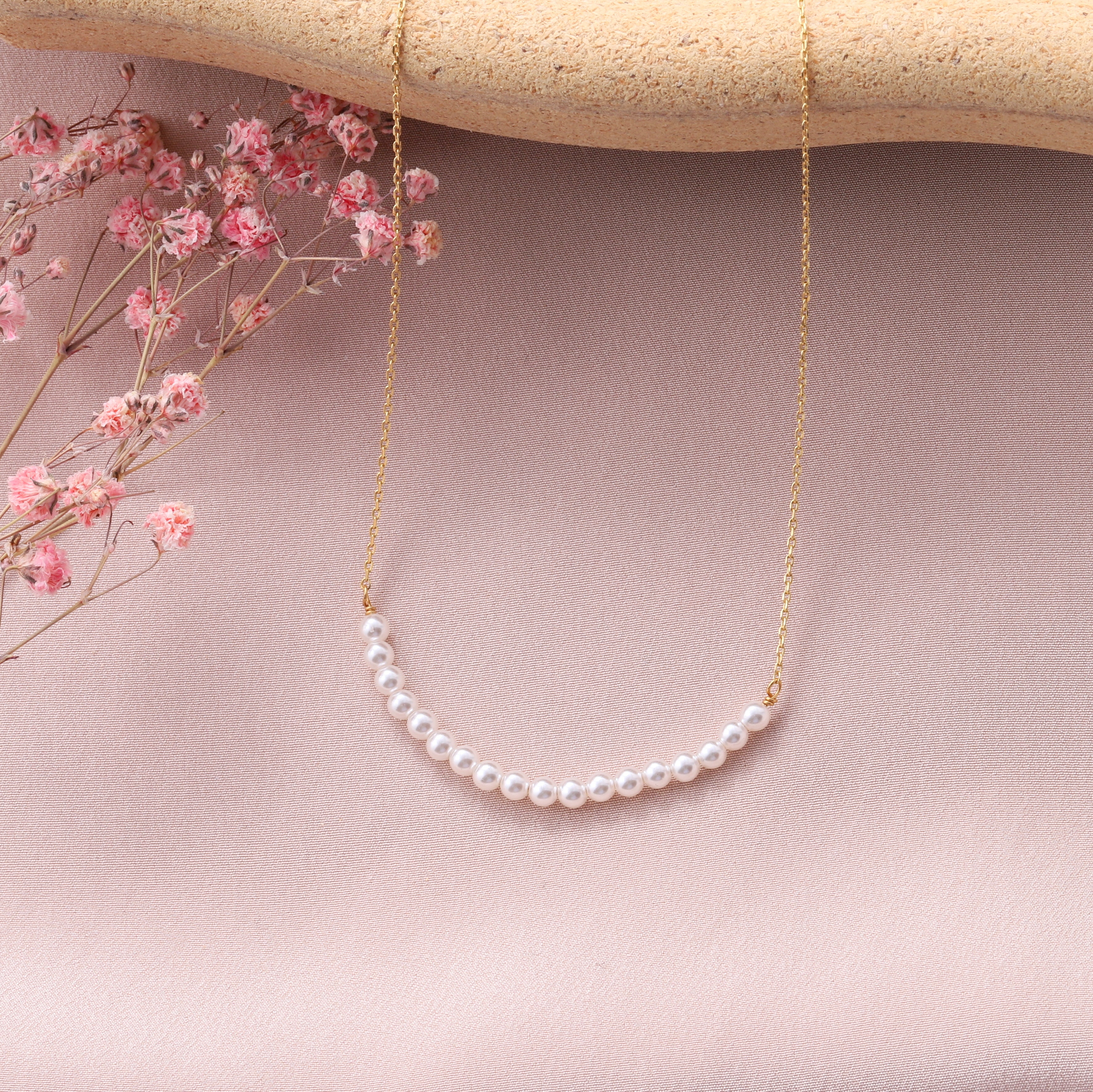CJN016 Mini pearls chain necklace – attic creations