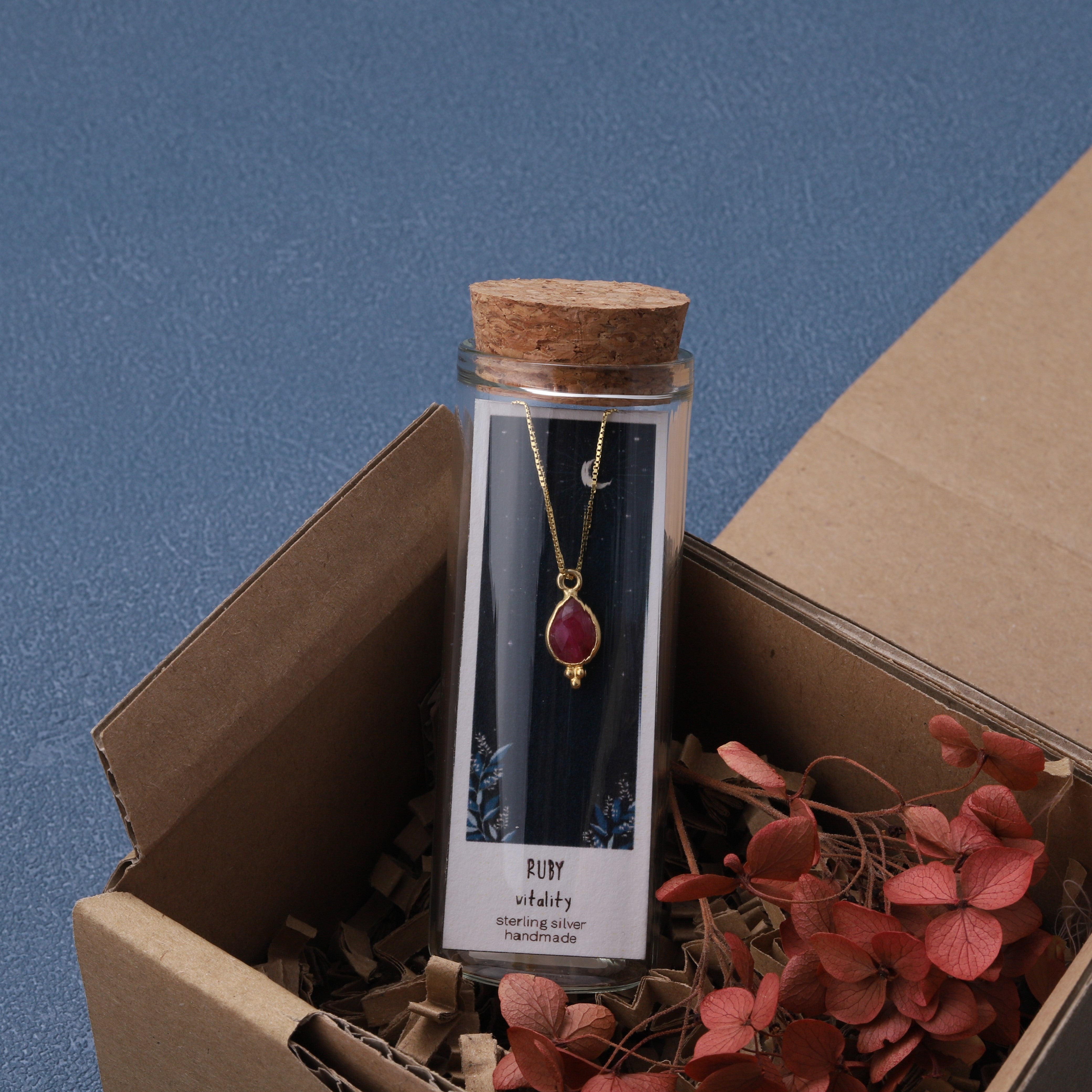 NT-GEM -G7 /Gold Ruby Raw Gemstone Necklace – attic creations