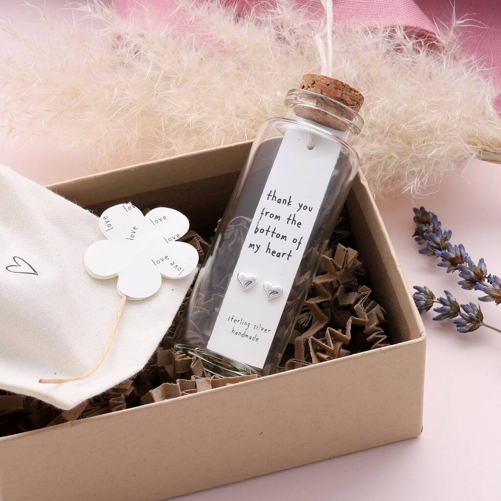 BT024 Earrings In A Message Bottle 'Thank You Heart' – attic creations